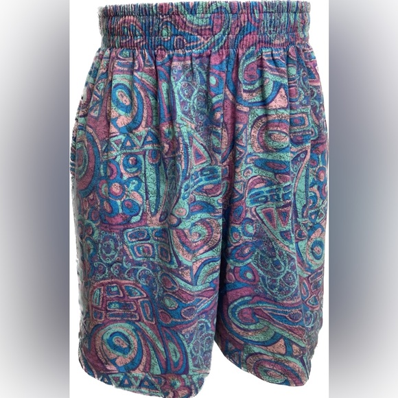 Vintage | Shorts | Vintage Retro 8s Border Line Colorful Elastic Pull ...